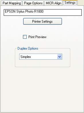 Destination Printer Settings